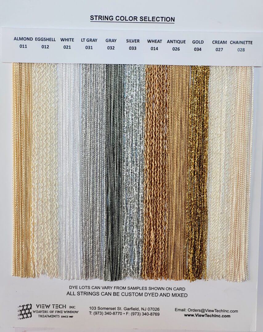 String Color Selection | View Tech Inc offers the best custom window ...